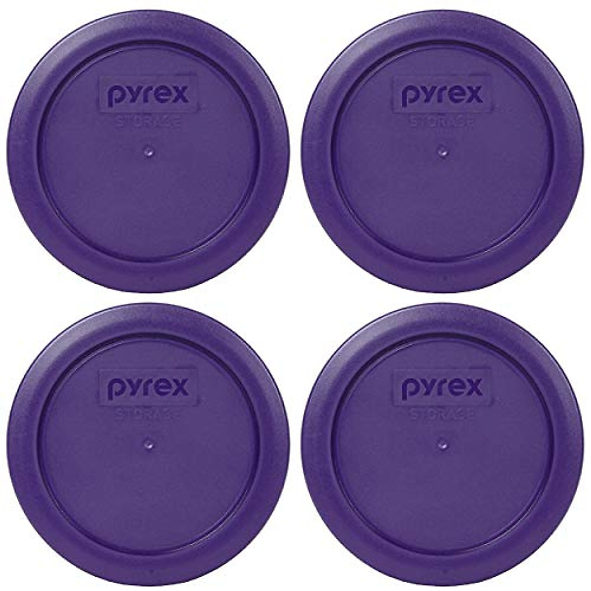 Pyrex 7200-PC Plum Purple Round Plastic Food Storage Replacement Lid, Made in USA - 4 Pack