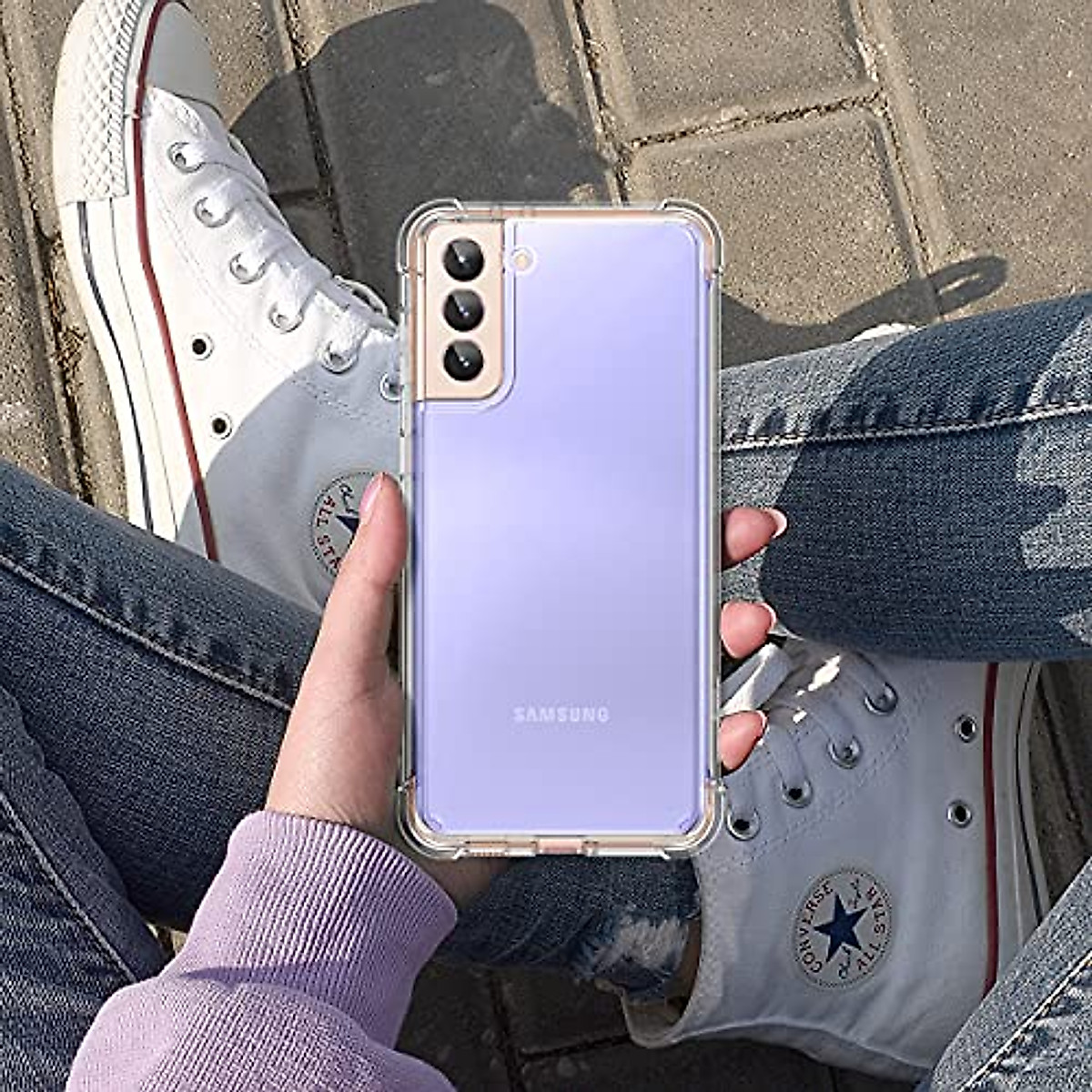 SURITCH Clear Case for Samsung Galaxy S21 Plus 5G,[Built in Screen Protector][Camera Lens Protection] Full Body Protective Shockproof Bumper Rugged Cover for Galaxy S21 Plus 6.7 Inch (Clear)