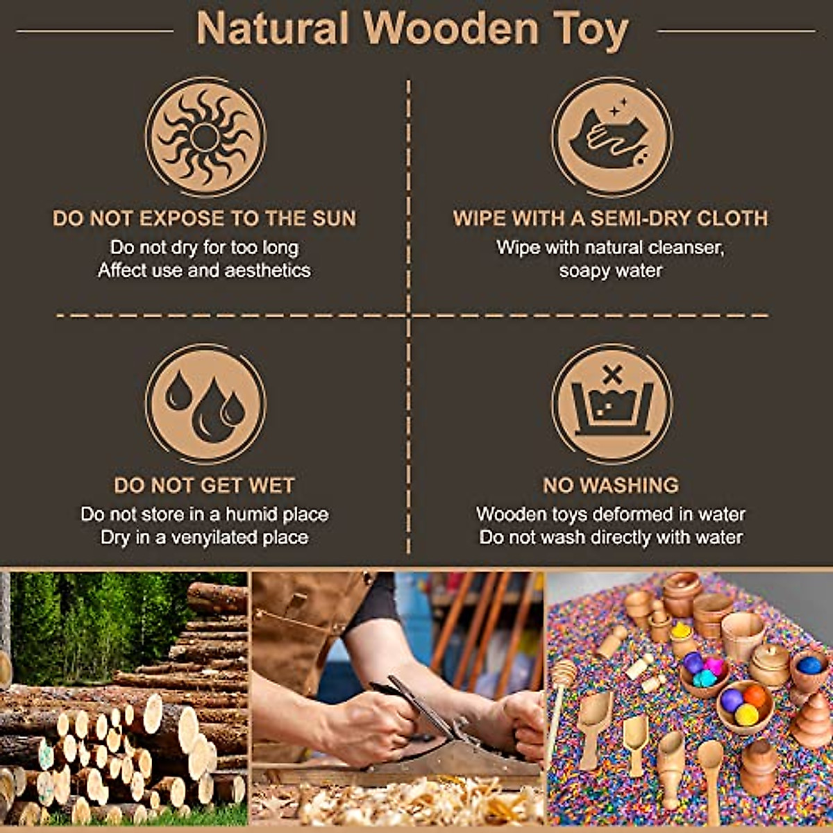 30 Piece - USA Made - Sensory Bin Tools - Sensory Bins - Wooden Sensory Bin Tools - Sensory Bin Toys - Sensory Tools - Toddler Sensory Bin - Learning Scooper -Montessori Toys for Toddler