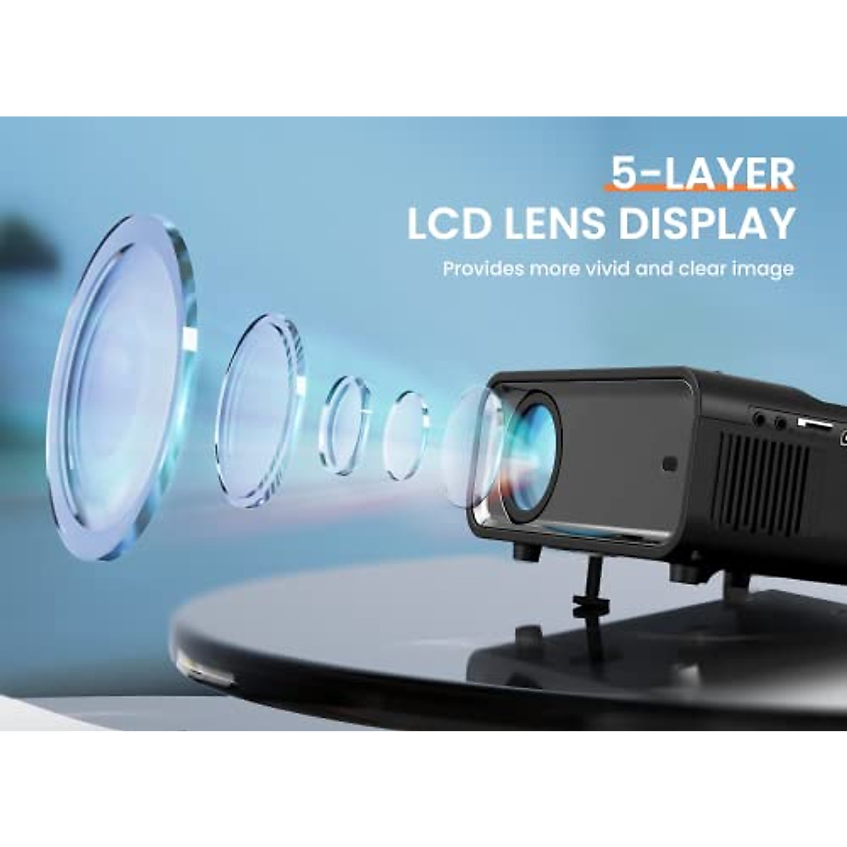 WiFi Mini Projector, ACROJOY Video Projector w/ Tripod, HD 1080P & 240" Display Supported, Portable Movie Outdoor Projector Compatible with TV Stick, HDMI, VGA, TF, AV, USB, Black