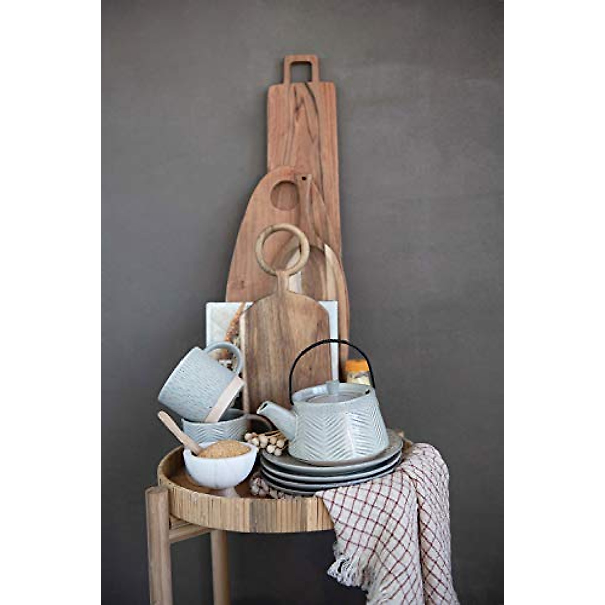 Bloomingville Rectangle Acacia Wood Cheese Square Handle Cutting Board, Brown