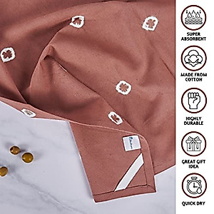 Folkulture Tea Towels or Kitchen Towels with Hanging Loop, 20 X 26 Inches Boho Dish Towels, 100% Cotton Modern Shibori Dish Towels, Flour Sack Hand Towel for Farmhouse Decor, Set of 3, Indie Sahara