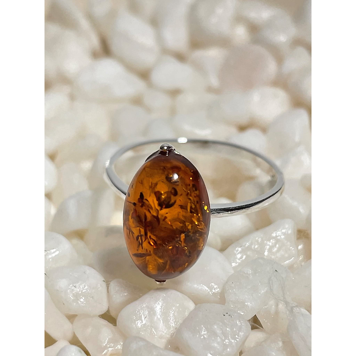 Gift Shoppe By Nina Natural Baltic Elegant Cognac Amber and Sterling Silver Ring (7)
