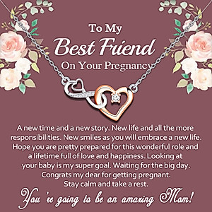 MYOSPARK New Mom Gift Necklace To My Best Friend On Your Pregnancy Message Card Jewelry Pregnancy Announcement Gift for Best Friend (Your Pregnancy Card NL)