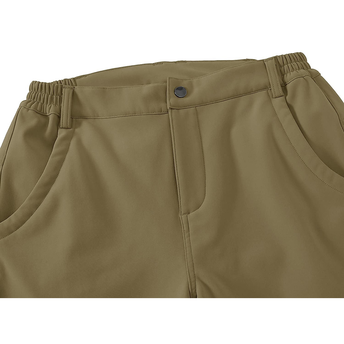 BGOWATU Women's Winter Hiking Pants Fleece Lined Waterproof Windproof Snow Insulated Pants with 6 Pockets Khaki L