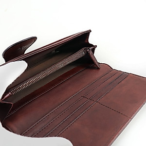 LETEULO Womens Wallet Leather Card Holder Designer Clutch Wallet Purse with Zipper Pocket (Coffee)