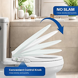 Non-Electric Bidet Toilet Seat, Elongated Swash Dual Nozzle System Seat with Adjustable Ambient Water, Easy Installation, White Bidet Attachment, Fit for Bathroom Toilet.