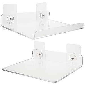 DOITOOL 2Pcs Clear Acrylic Floating Shelf Wall Mount Wall Ledge Shelf Invisible Hanging Storage Shelves Display Organizer Rack for Bookshelf Toys Figure Bathroom Kitchen