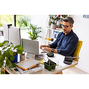 Jabra Speak2 55 Wireless Bluetooth Speakerphone - Compact and Portable Speaker with 4 Noise-Cancelling Mics, Full-Range 50mm Speaker & Wideband Audio - Certified for Zoom and Google Meet - Dark Grey