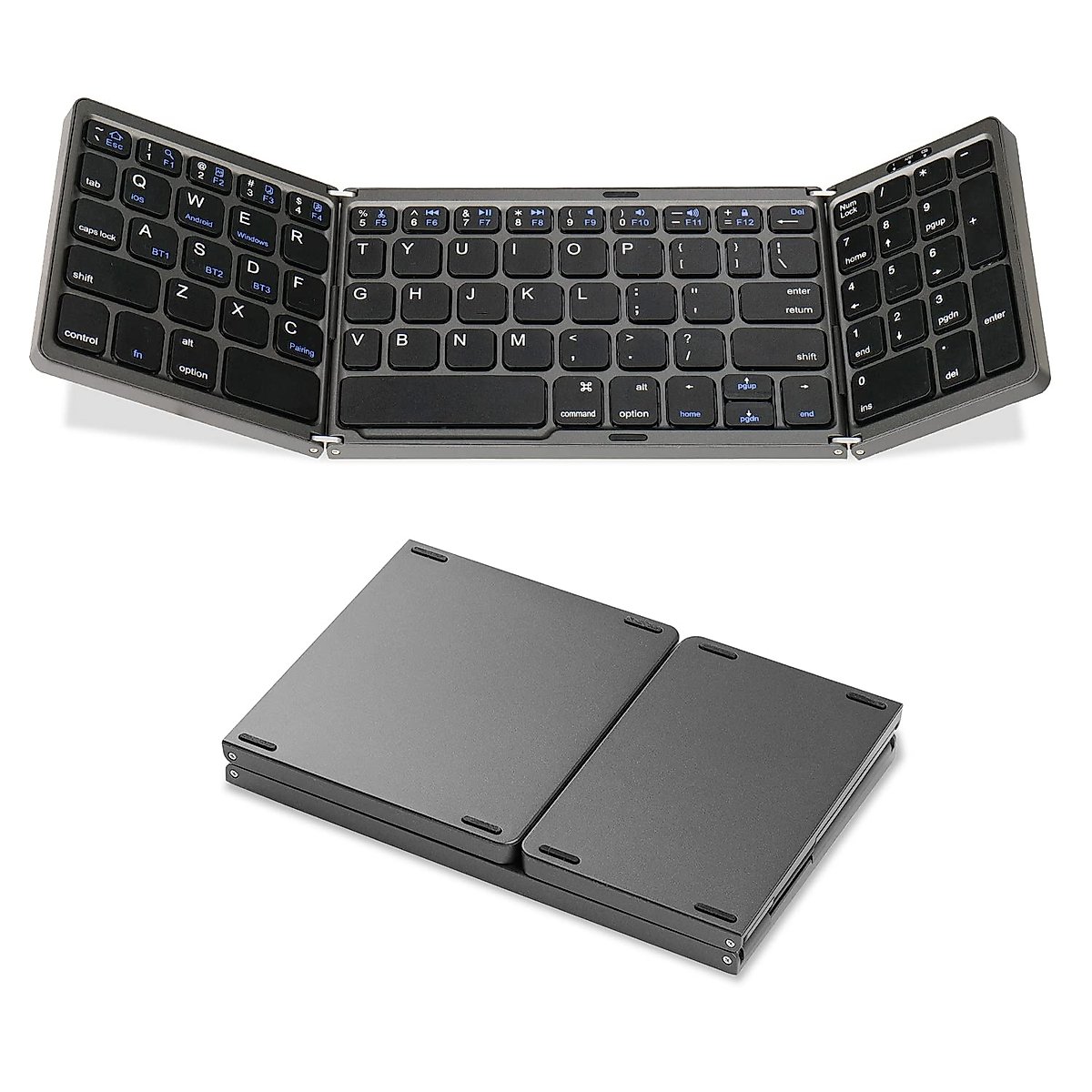 Portable Keyboard for Laptop with Numeric Keypad Foldable Keyboard Bluetooth for Laptop,Rechargeable full Laptop Keyboard Travel Keyboard for Laptop,Tablet,iPad,Phones etc,Up to 90 Days(Gray)