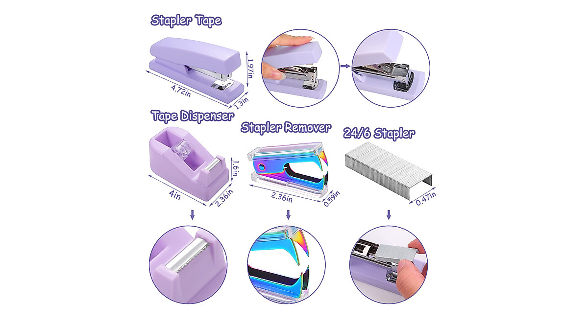 Purple Desk Accessories Set - Stylish Office Supplies