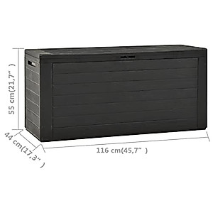 YEZIYIYFOB 76.6 gal Garden Storage Deck Box, Waterproof Plastic Garden Container Cabinet Tool for Patio, Lawn, Poolside, Backyard Outdoor Anthracite 45.7"x17.3"x21.7"