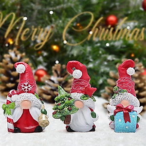 Hodao 3 Set of Joyful Christmas Gnomes Christmas Scandinavian Tomte Gnomes Figurines Christmas Decorations for Home Winter Holiday Decor Xmas Handmade Gifts for Women