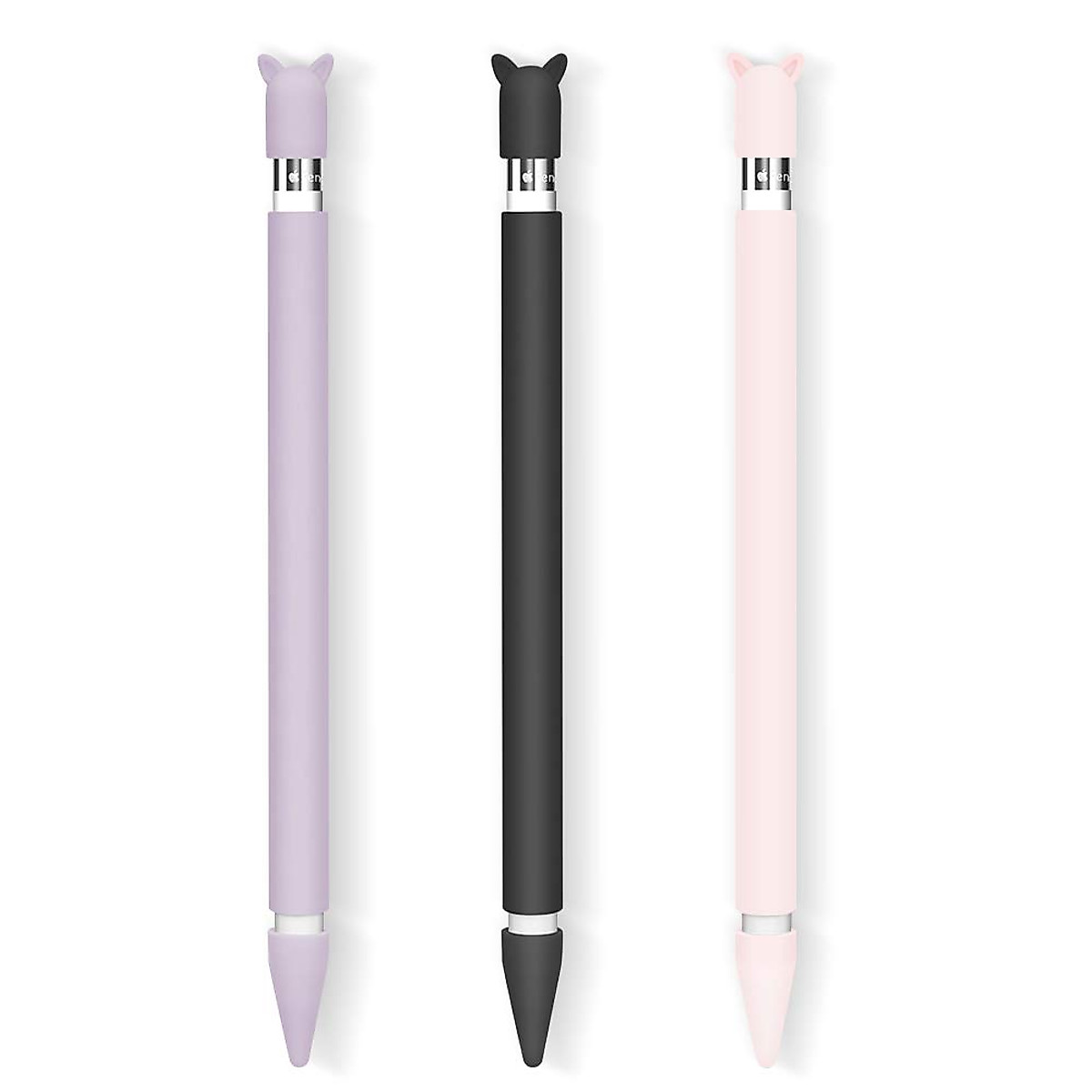3 Pack Case for Apple Pencil 1st Generation Holder Sleeve Skin Cover Accessories for iPad Pro 9.7/10.5/12.9,Silicone Cute Grip with Charging Cap Holders and 3 Protective Nib Covers-Black,Pink,Purple