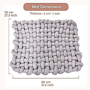 Wonder Space Knotted Braided Plush Mat, Baby Infant Newborn Sleeping Tummy Time Playing Nursery Rug Knot Floor Cushion, Handmade Pure Soft Fabric, Fashion Cute Toddler Children Room Decor, Grey