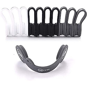 SUNFICON 10 Pack Earbuds Cords Organizers Magnetic Cable Clips Organizers Bookmark Clips Whiteboard Noticeboard Fridge Magnets USB Cable Manager Keeper for Home Kitchen Office School,Gray White Black