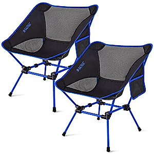 G4Free 2Pcs Folding Camping Chairs, Ultralight Compact Backpacking Folding Chairs Lawn Chairs Heavy Duty 330lbs with Side Pockets Packable for Outdoor Camp Travel Beach Picnic Travel Hiking Orange