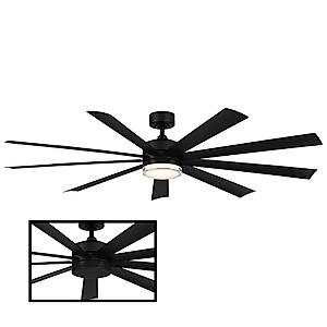 Wynd XL Smart Indoor and Outdoor 9-Blade Ceiling Fan 72in Matte Black with 3000K LED Light Kit and Remote Control works with Alexa, Google Assistant, Samsung Things, and iOS or Android App