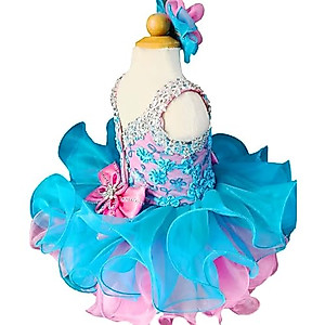 Jenniferwu G037BP Infant Toddler Baby Newborn Little Girl's Pageant Party Birthday Dress Blue Pink Size 18-24M
