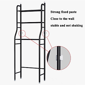 3-Tier Over The Toilet Storage Rack,Multifunctional Bathroom Organizer Over Toilet Shelf, Free Standing Metal Toilet Rack Storage Shelves, Space Saver Bathroom Stand with Toilet Paper Holder and Hoo