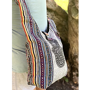 Cotton Shoulder Bag, Unique Tapestry Hippie Crossbody with Hamsa Print Hobo Hippie Cross body Women bag, Festival bag Sling Boho Bag/Handmade with Love