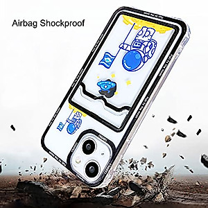 CEOKOK Compatible for iPhone 14 Case with Card Holder Slot Clear Design Astronaut Cute Aesthetic Transparent Anime Pattern Men Women Girls Kids Soft Silicone TPU Cool Protective Phone Case Cover