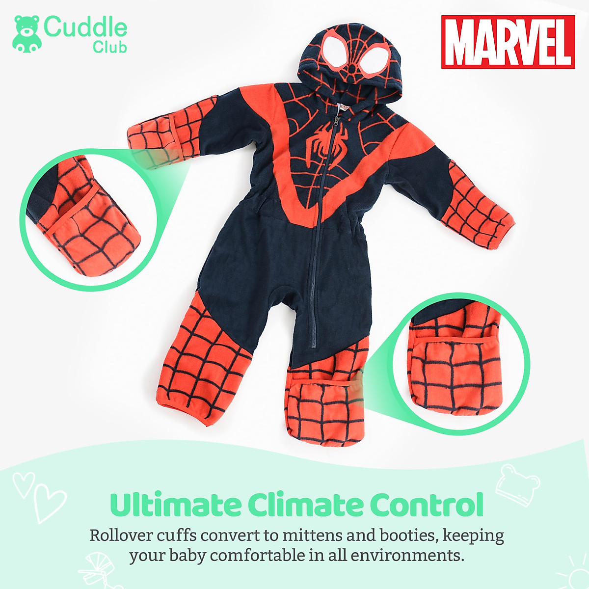 Cuddle Club Miles Morales Fleece Toddler Bunting Bodysuit - Miles Morales Toddler Clothes for Girl & Boy - Miles Toddler Onesie - Fleece Jumpsuit for Toddler - Miles Toddler Fleece Bunting 4T