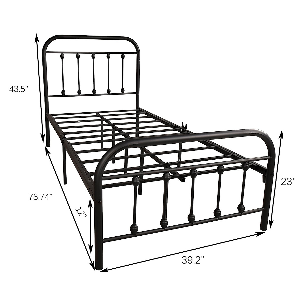 Metal Bed Frame, Twin Size Platform Bed Frame, Mattress Foundation with Headboard ＆ Footboard, Steel Slat Support/No Box Spring Needed (Twin)