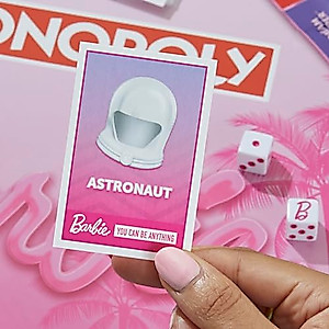 Monopoly: Barbie Edition Board Game, Ages 8+, 2-6 Players, Fun Family Games for Kids and Adults, with 6 Barbie-Themed Pink Zinc Tokens, Kids Gifts