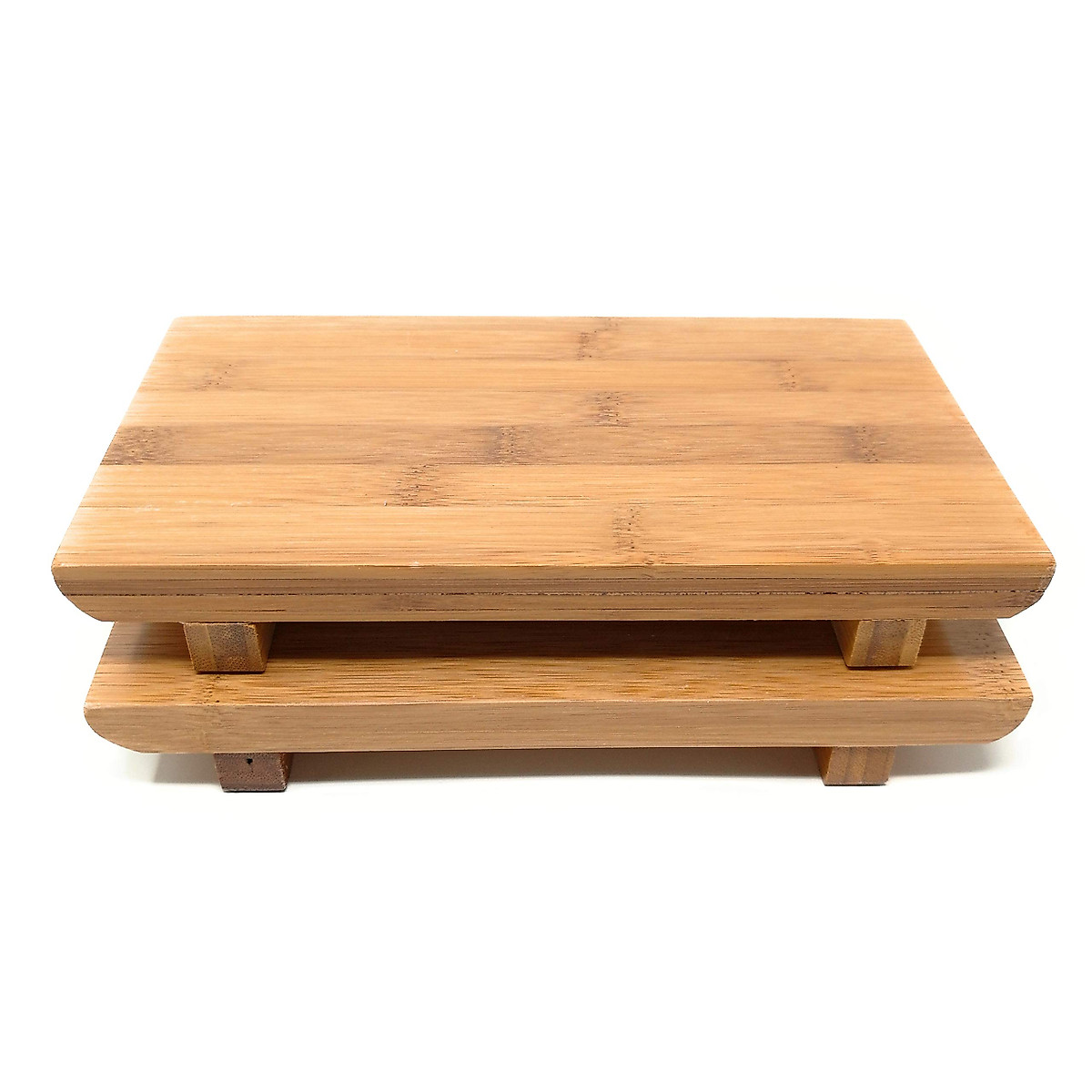 TJ Global Set of 2 Sashimi Sushi Bamboo Serving Geta Plates - Japanese Style Tableware Bamboo Sushi Board Cutting Tray (L9.4 x W5.9)