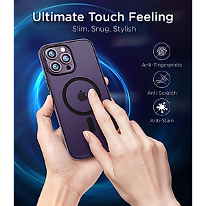 Asukin for iPhone 14 Pro Case, Strong Magnet-Compatible with MagSafe, Shockproof Military-Grade Protection, Slim Mag Safe Thin Bumper Phone Cover 6.1 in for Apple 14pro (Matte Purple)