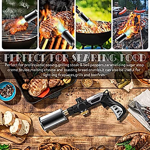 Propane Torch Head for Propane Tank, Powerful Blow torch Adjustable Flame Cooking torch, Kitchen Torch and Food Torch with Safety Lock for BBQ Searing Steak and Sous Vide - Fuel Not Included