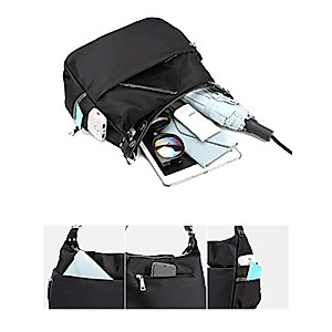 Womens Handbags Crossbody Bag Lightweight Nylon Hobo Purses Casual Shoulder Messenger Bag for Grils Waterproof Black