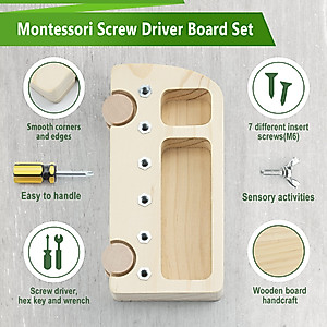Yokimiya Montessori Toys Wooden Screw Driver Board Set for 3 4 5 Year Old Kids Sensory Toys Toddler Educational Learning Toys Preschool, Classroom STEM Toy