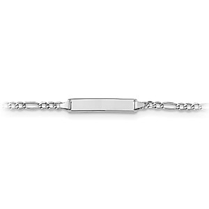 Brilliant Bijou 14k WG Semi-Solid Polished Figaro ID Bracelet