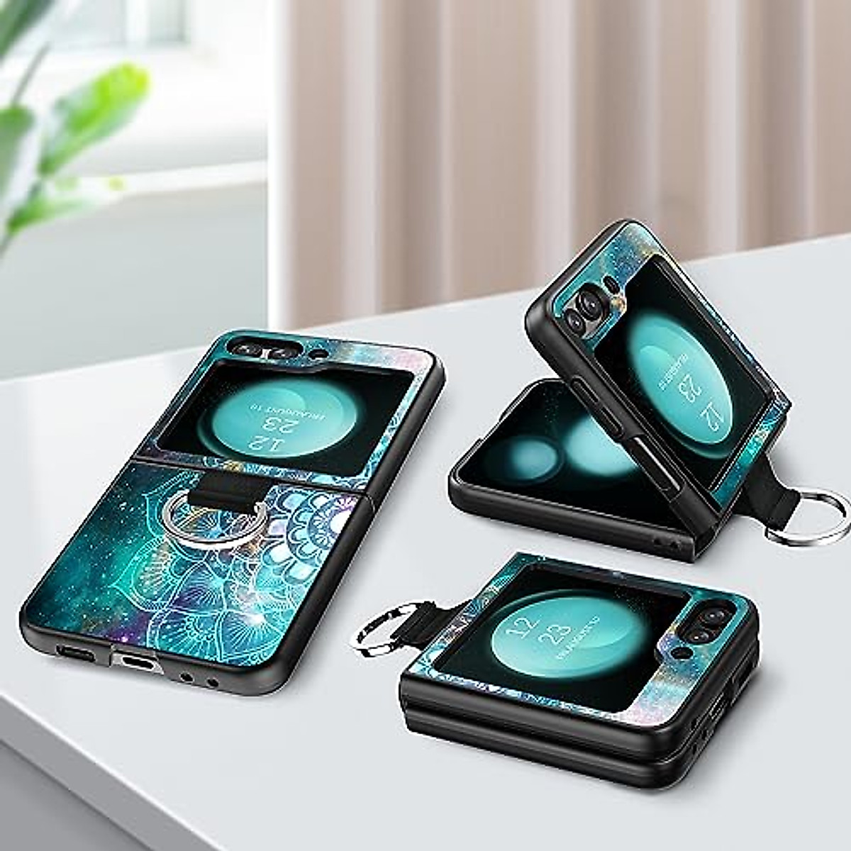 BENTOBEN Samsung Galaxy Z Flip 5 Case, Slim Fit Glow in The Dark Soft Flexible Bumper Protective with Ring Shockproof Anti Scratch Non-Slip Case Cover for Galaxy Z Flip 5 6.7“ 2023, Mandala in Galaxy