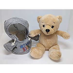 Tonsillectomy Gift Get Well Soon Teddy Bear with Goodbye Tonsils Children's Book Gift Set, Kids Tonsillectomy Recovery - Blue Gray Hoodie