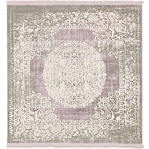 Unique Loom New Classical Collection Area Rug - Olwen (4'Square, Purple/ Gray)