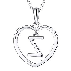 JO WISDOM Women Heart Necklace,925 Sterling Silver 26 Initial Letters Alphabet Z Pendant Necklace with 3A Cubic Zirconia Personalized Jewelry Gift