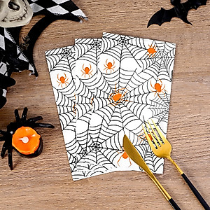 Homlouue 100 PCS Halloween Paper Napkins, Halloween Spider Webs Napkins, Halloween Napkins Disposable for Halloween Party Dinner Decorations Holiday, Halloween Guest Napkins for Home Party Supplies