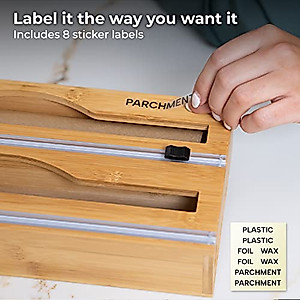 2 in 1 Foil and Plastic Wrap Dispenser with Cutter - Tin Foil Organizer for Drawer - Aluminum Foil Dispenser with Cutter - Plastic, Kitchen Wrap Organizer - Chic Saran Wrap Dispenser with Cutter