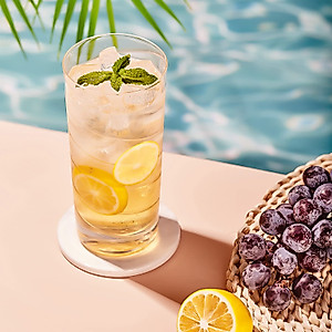 FAIRCRAFT 16oz Ribbed Durable Carved Cup Drinking Glasses, Highball Glasses Set of 6, Handmade Tall Glass Tumbler with Heavy Base, Water Glasses, Glasses Cups for All Beverage, Soda, Juice, Cocktails