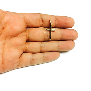 Jewelry Affairs 14k Yellow Gold Shiny Square Flat Style Unisex Cross Pendant