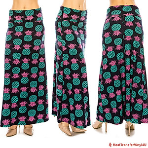 Eevee Women's Beautiful Fold Over Maxi Skirt (ONE Size) - Blue Pineapple