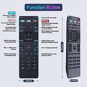 XRT122 Replacement Remote Control Compatible for Vizio Smart TV D55U-D1 D58U-D3 D60-D3 E32-C1 E32H-C1 E40-C2 E40X-C2 E43-C2 E48-C2 E50-C1 E55-C1 E65-C3 E65X-C2 E70-C