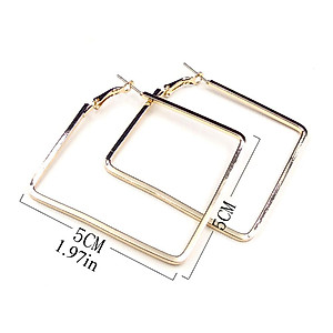 Yukhins Women Girls Stainless Steel Hoop Geometric Square Hook Simple Fashion Earrings（SquareGold）