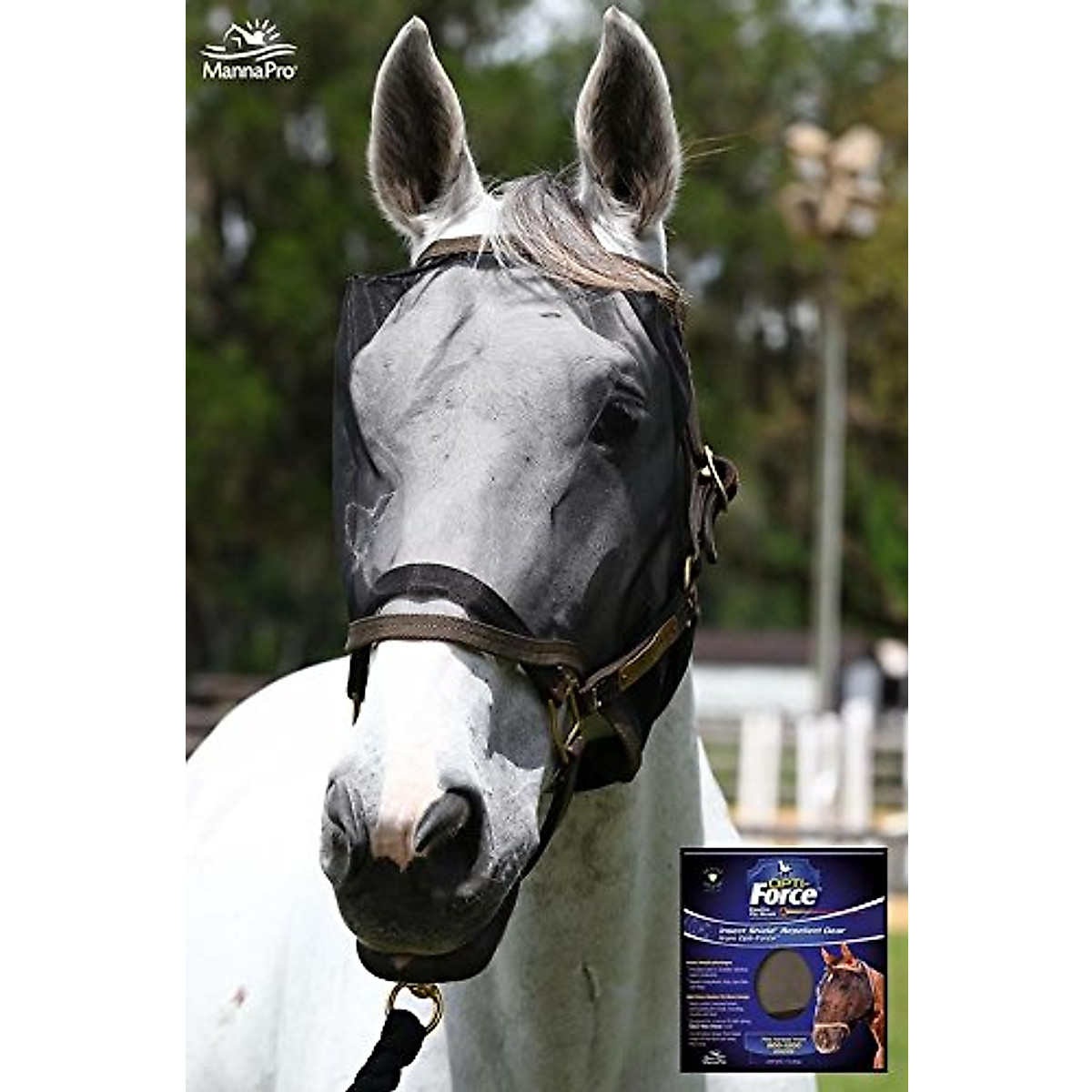 Opti-Force Equine Fly Mask- Horse Fly Mask with UV Protection and Insect Repellent, Adjustable Fit for Comfort- Without Ears XL