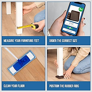 CasterMaster Non Slip Furniture Pads- 3x3 Square Rubber Anti Skid Caster Cups, Leg Coasters- Couch, Chair, Feet, and Bed Stoppers- Anti-Sliding Floor Protectors for Furniture (Set of 8) Brown