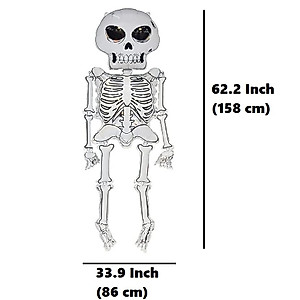 62.2&quot; Skeleton Halloween Helium Balloons - Jumbo Skull Foil Balloon for Spooky Halloween Decoration Party Supplier 2pcs