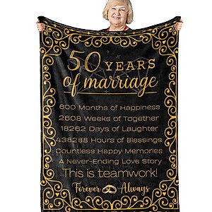InnoBeta 50th Wedding for Couple and Parents, Valentine's Day Gifts, 50th Anniversary Blanket for Golden Wedding, Soft Throw Blanket 50"x65"